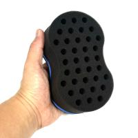 China Oval Curl Maker Sponge Brush | Blue & Black EVA Twist Styling Tool for Afro Textured Hair for sale