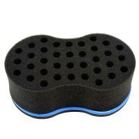 China Oval Curl Maker Sponge Brush | Blue & Black EVA Twist Styling Tool for Afro Textured Hair for sale