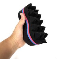 China 3D Textured Curl Maker Sponge Brush | Blue & Red Dual-Layer EVA Twist Styling Tool for Afro Textured Hair for sale