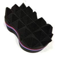 China 3D Textured Curl Maker Sponge Brush | Blue & Red Dual-Layer EVA Twist Styling Tool for Afro Textured Hair for sale