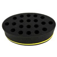 China Oval Natural Curl Sponge Brush | Large-Hole Afro Hair Twist & Texture Styling Tool with Black & Yellow EVA for sale