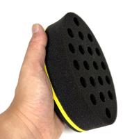 China Oval Natural Curl Sponge Brush | Large-Hole Afro Hair Twist & Texture Styling Tool with Black & Yellow EVA for sale