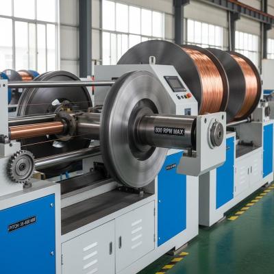 China Stranding pitch 35 to 400mm Double Twist Stranding Machine offering inlet wire diameter 1.0mm to 3.2mm and max 800 Rpm bow rotation speed for sale