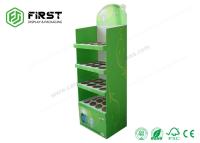 China Custom CMYK Printing Foldable Corrugated Cardboard Floor Shelf Display 200 Pcs MOQ for sale