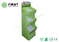 China Custom Logo Printed Cardboard Floor POP Display Stand 300g Corrugated Paper Shelf for sale