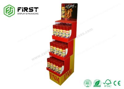 China Custom Logo Printed Recyclable Cardboard Floor Display Stand 50pcs MOQ for sale