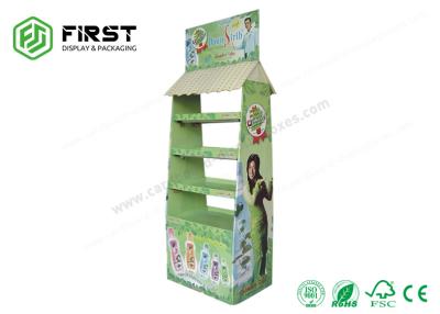 China Custom Printed Cardboard Floor Display Stand Glossy Matt Lamination CMYK 4 Color Printing for sale
