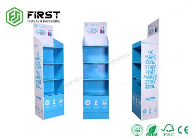 China Full Color Printed Portable 4 Shelves Cardboard Floor Display Stand Custom Size Eco-Friendly for sale