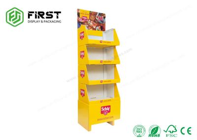 China Custom Cardboard POP Display Stand Glossy Corrugated Paper Floor Shelf 75% Recycled for sale