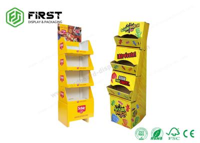China Custom CMYK Cardboard Floor Display Stand Foldable Corrugated Retail Store 50 Pcs MOQ for sale
