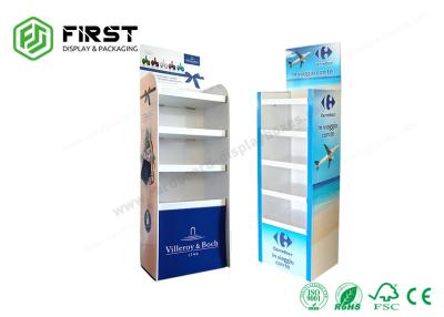 China Custom Corrugated Floor Display Retail POP Cardboard Shelf 350G CCNB for sale