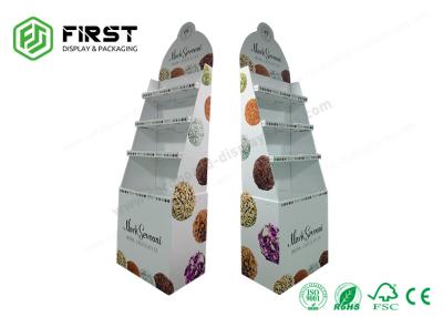 China Custom Corrugated Cardboard Floor Display Stand Retail Paper Shelf 100pcs MOQ for sale