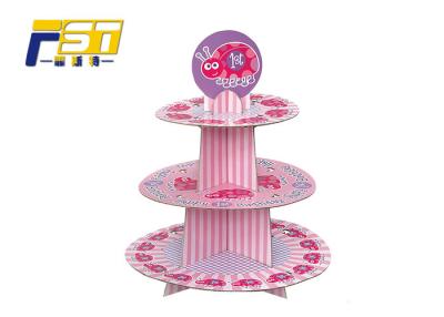 China 3 Tier Cardboard Cake Stand High Durability 24.5cm Diameter for Wedding Party for sale