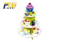 China 3 Tier Cardboard Cake Display Stand 350g CCNB Easy Disassemble CMYK Printing Party for sale