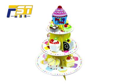 China 3 Tier Cardboard Cake Display Stand 350g CCNB Easy Disassemble CMYK Printing Party for sale