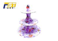 China Eco-Friendly Three Tier Cardboard Cake Stand 30cm Round Wedding Display Stand for sale