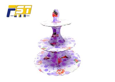 China Eco-Friendly Three Tier Cardboard Cake Stand 30cm Round Wedding Display Stand for sale
