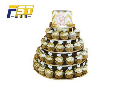 China Custom 3 Tier Cardboard Cupcake Stand CMYK Printing 350gsm CCNB K3 B Flute for sale