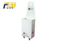 China Custom Corrugated Cardboard Trolley Box with Wheels 100 Units MOQ Movable Display for sale