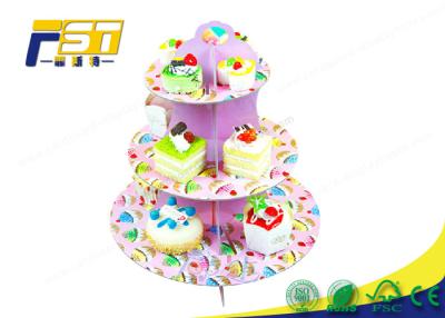 China Custom CMYK Printed Cardboard Tiered Cake Stand Durable for Shopping Mall Display for sale