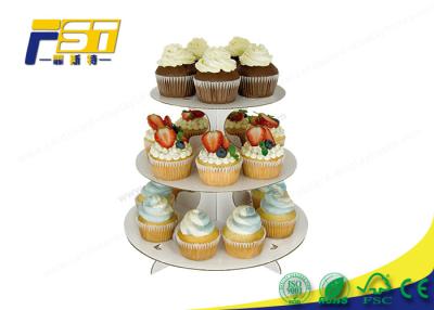 China Custom 3 Layer Round Cardboard Cake Display Stand 100% Recyclable for Wedding Birthday for sale