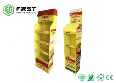 China 4 Tier Corrugated Cardboard Floor Display Stand for Snacks Custom Size 250-450gsm for sale