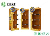 China Custom Corrugated Cardboard POP Display Floor Stand with Shelves 120kg Capacity for sale