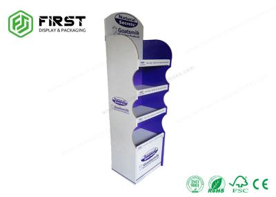 China Custom CMYK Printed 4-Shelf Cardboard Floor Display Recyclable Corrugated Retail Stand for sale
