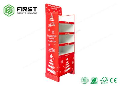 China Custom CMYK Printing Foldable POP Corrugated Cardboard Floor Display Stand 1300mm for sale