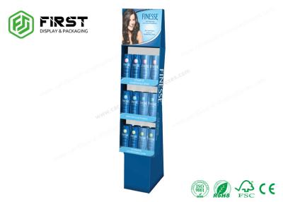 China Custom Corrugated Cardboard Floor Display Stand 3 Shelves Full Color Printed for Shampoo for sale