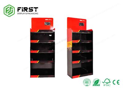 China Custom Matte Printed Foldable Corrugated Paper Floor Display Shelf For Retail Promotion for sale