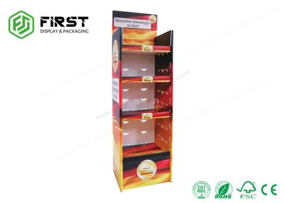 China Custom Corrugated Cardboard Floor Display Shelf Eco-Friendly Promotional Stand 350g CCNB for sale