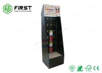 China Custom Matte Black Folding Corrugated Cardboard POP Display Hook Display 300x450x1640mm for sale