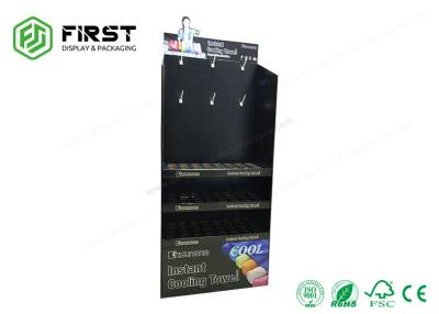 China Custom Corrugated Cardboard Floor Display Stand with Hooks 50pcs MOQ OEM ODM for sale
