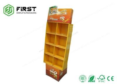 China Customized 8 Grids Folding Corrugated Cardboard POP Display Floor Stand for Supermarket for sale
