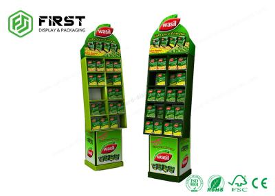 China Custom Full Color Cardboard Floor Display Stands Durable Advertising Corrugated Stand 100 Pcs MOQ for sale