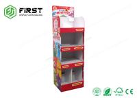 China Custom Free Standing Corrugated Cardboard Display Rack Shelf Stand Waterproof 350G for sale