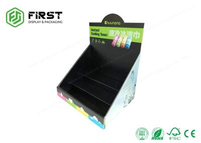 China Custom Eco-Friendly Paper Cardboard Counter Display Stands Glossy Printed 100pcs MOQ for sale