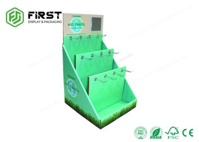 China Custom Printed Corrugated PDQ Cardboard Counter Display with Hooks 350g CCNB for sale