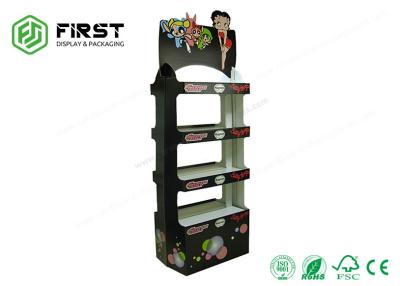 China Corrugated Cardboard Floor Display Rack 70kg Capacity Retail Shelf Promo Stand for sale