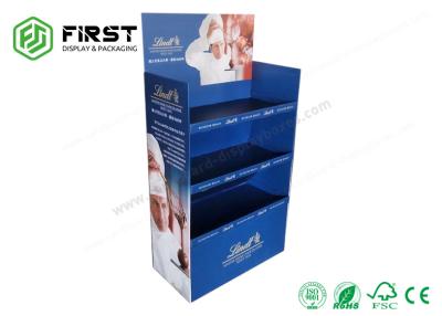 China Customized Corrugated Carton Stand Foldable Cardboard Chocolate Floor Display Shelf for sale