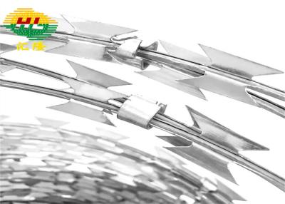 China Crossed 500mm Coil Stainless Steel Concertina Wire For Private Land for sale