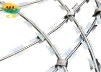China Flat Style Galvanized Razor Blade Barbed Wire 450mm Coil Acid Resistance for sale