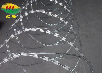 China 240g/M2 Zinc Coated Concertina Barbed Wire 2.5mm Diameter for sale