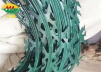 China Crossed 450/500/600mm Coil Concertina Barbed Wire Green Coated EN Standard for sale