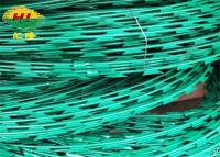 China Anticorrosion Green Pvc Coated Concertina Barbed Wire 1400-1500MPA for sale