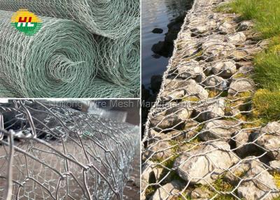 China Twist Wire Mesh Stone Cages , PVC Coated Retaining Wall Cages 1m Height for sale