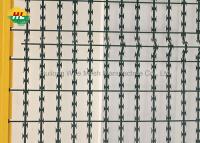 China 2.5mm Concertina Wire Fence Green PVC Coated with Rectangle Shape Hole for sale