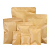 China Waterproof Kraft Paper Flat Zipper Pouches Customized Aluminium Foil Lined for sale
