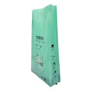 China Custom 6L Green Back Sealed Side Gusset Recyclable Plastic Vacuum Sealed Cat Litter Packaging Bags with Clear Window for sale
